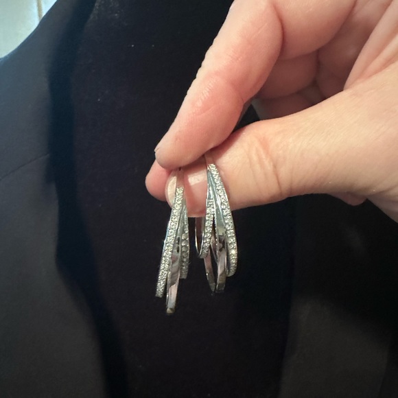 Swarovski | Jewelry | Swarovski Silver Hoops | Poshmark